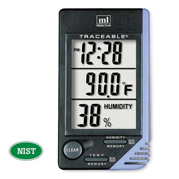 Traceable Temperature Hygrometer ABS Plastic 0 to 50C/20 to 90% Ea ...